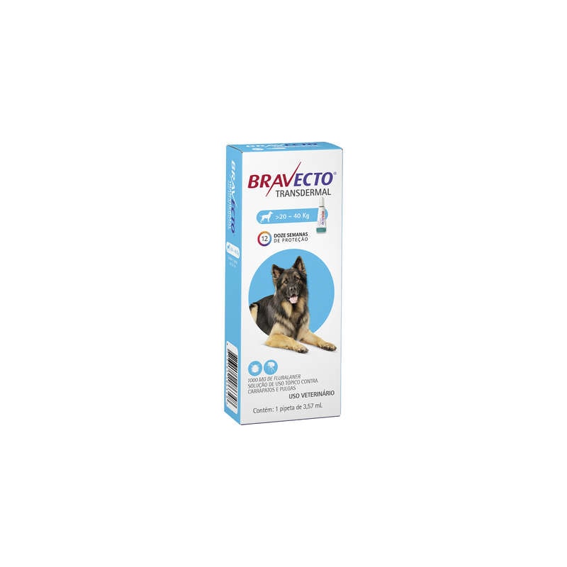Bravecto Transdermal Cães 1000mg 20 - 40kg - MSD - Águia veterinária