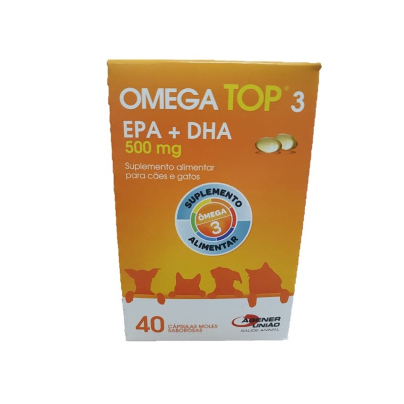 Omega Top 3 EPA+DHA 500mg 40 cápsulas - Agener União - Águia veterinária