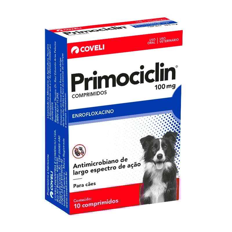 Primociclin 100mg 10 comprimidos - Coveli - Águia veterinária